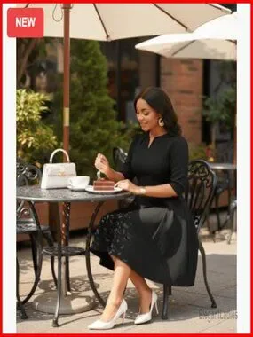 Dresses | Semi Formal Aline Dress With Pockets 34 Sleeve Midi Work ...